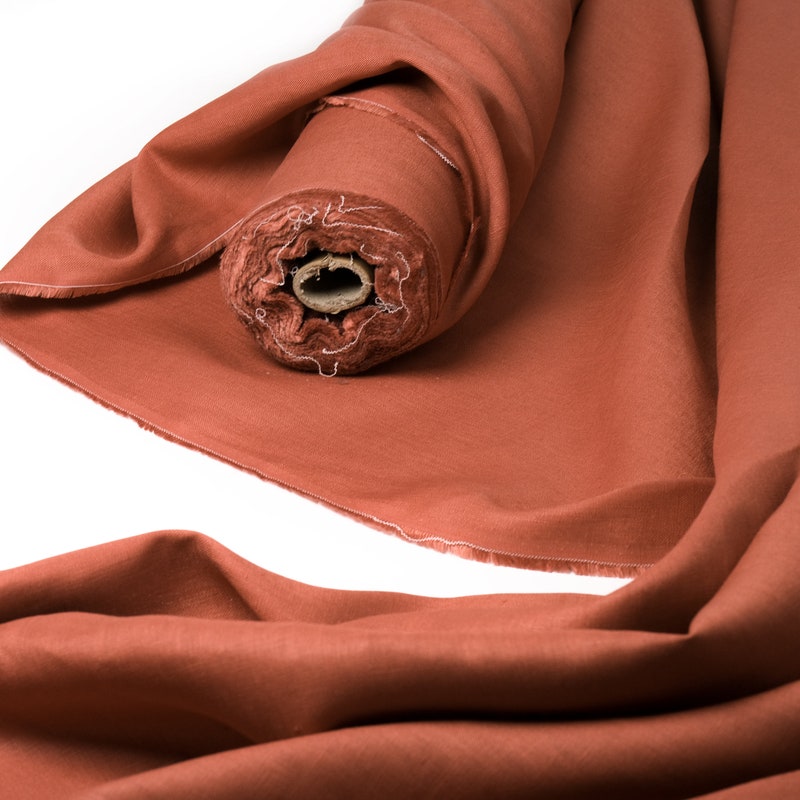 Linen Rust Fabric - Etsy