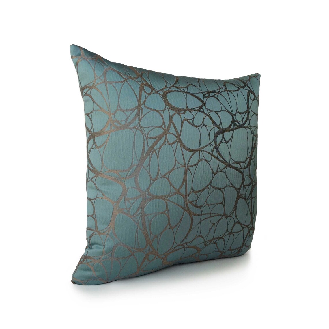 Teal Pillow With Geometric Pattern Throw Pillow Cover - Etsy