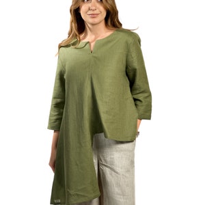 Classic Linen Top With Asymmetric Design, Linen Top Handmade Clothing ...