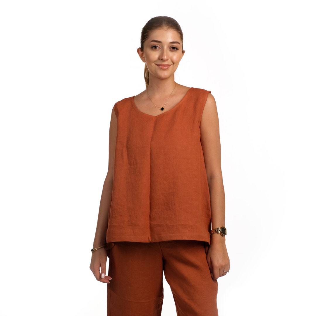 Classic Linen Top With Back Design, Linen Top Handmade Clothing for ...