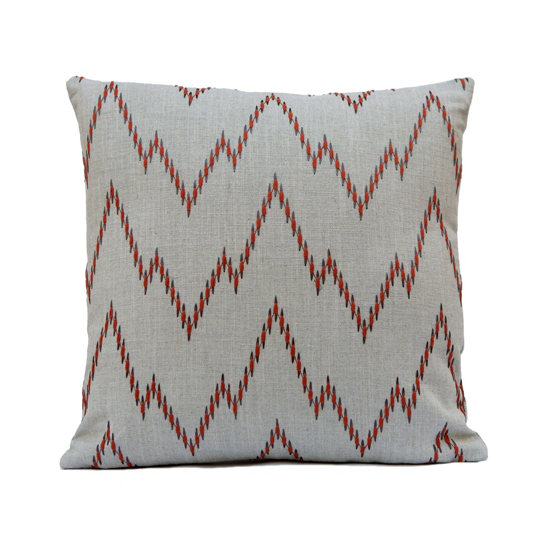 Light Grey Pillow With Embroidery, Designer Throw Pillow Cover ...