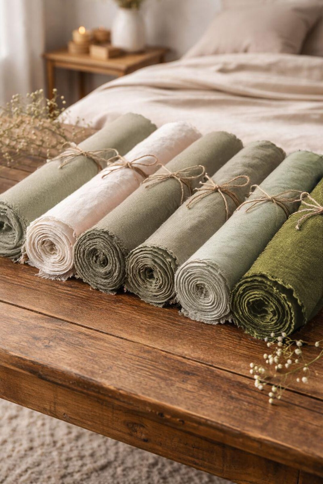 Green Linen Fabric by the Yard | Washed European Flax Linen | Sage ...
