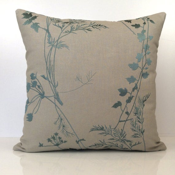 Turquoise Blue and Natural Pillow Throw Pillow Cover | Etsy