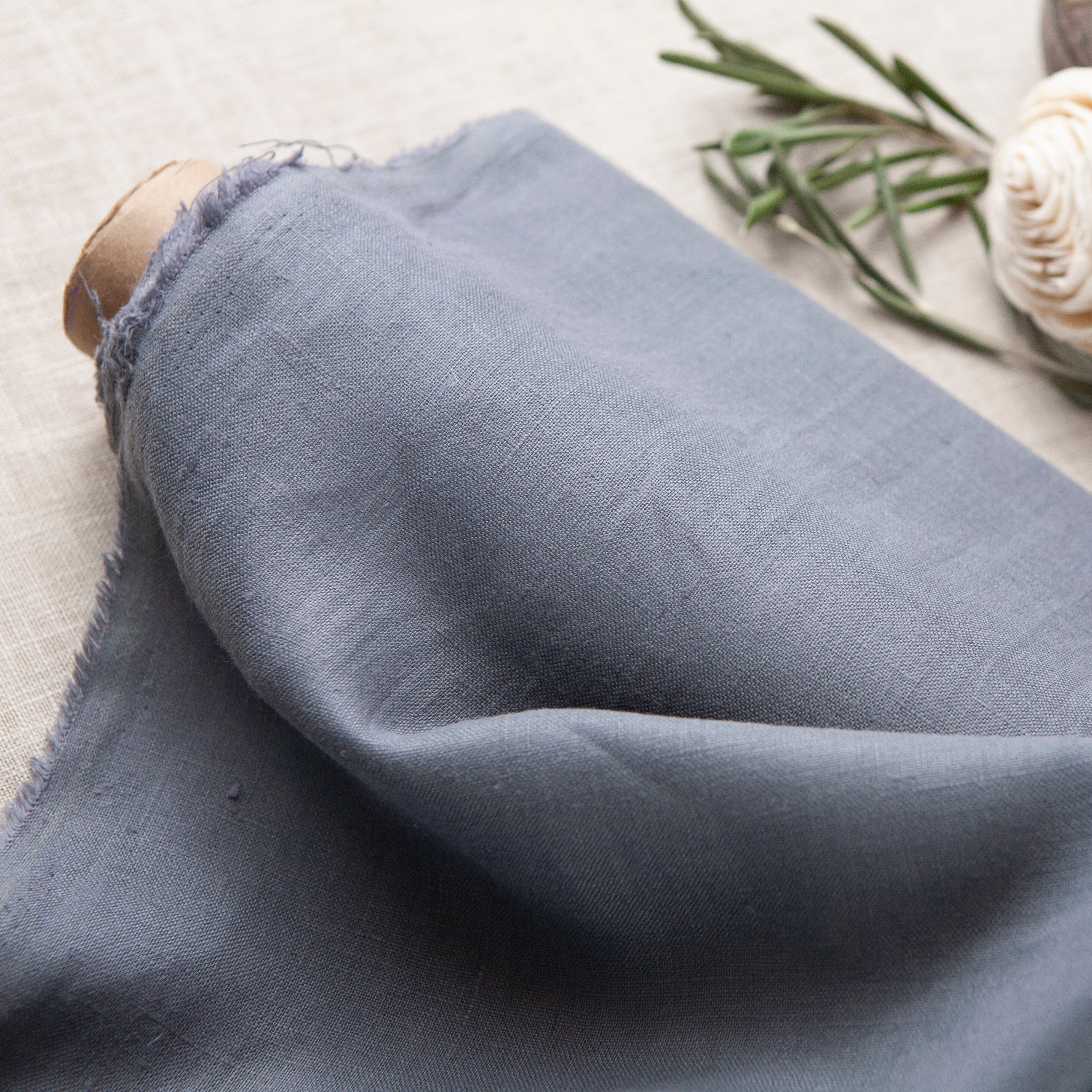 Natural linen Teal fabric by the yard 100% european flax | Etsy