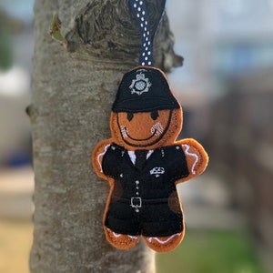 Personalised Felt Gingerbread Police Officer / Policeman / Felt ...