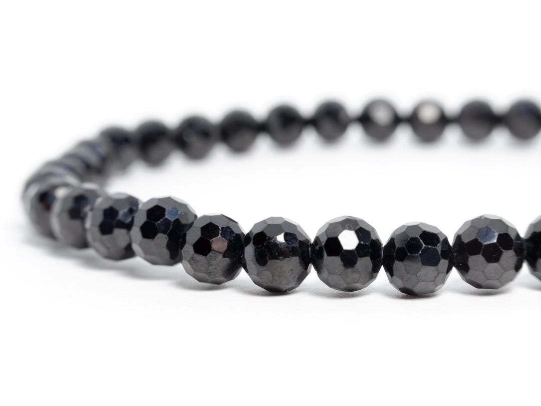 6mm Faceted Black Spinel Stretch Bracelet - Etsy
