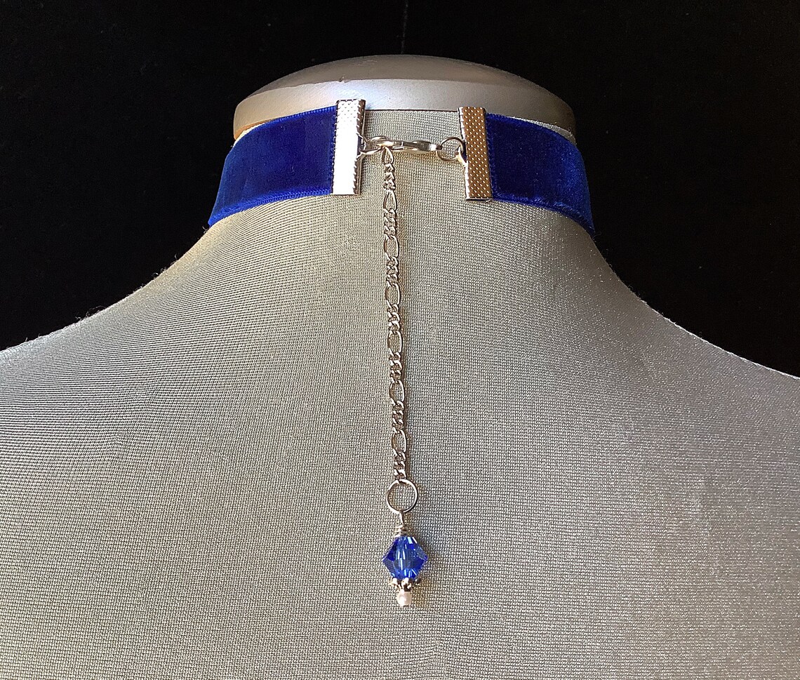Sapphire Choker Blue Velvet Choker Wedgwood Cameo Victorian - Etsy