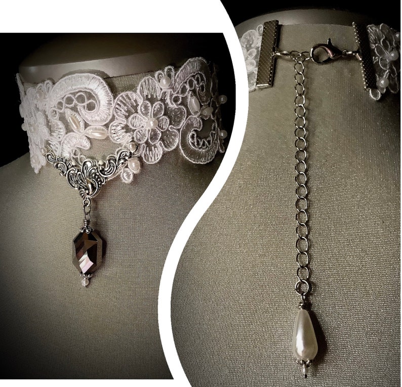 Lace Pearl Choker, Bridal Lace Necklace, Elegant Pearl Choker, Romantic ...