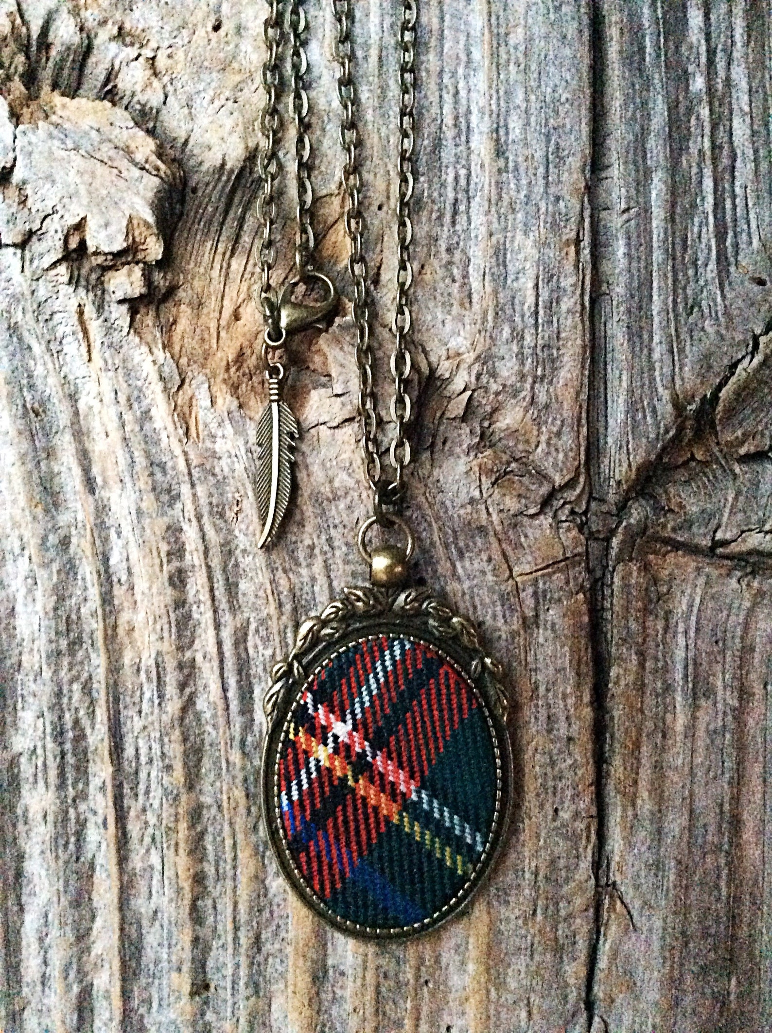Celtic jewelry Scottish necklace Black Stewart tartan plaid | Etsy