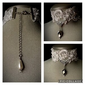 Lace Pearl Choker, Bridal Lace Necklace, Elegant Pearl Choker, Romantic ...