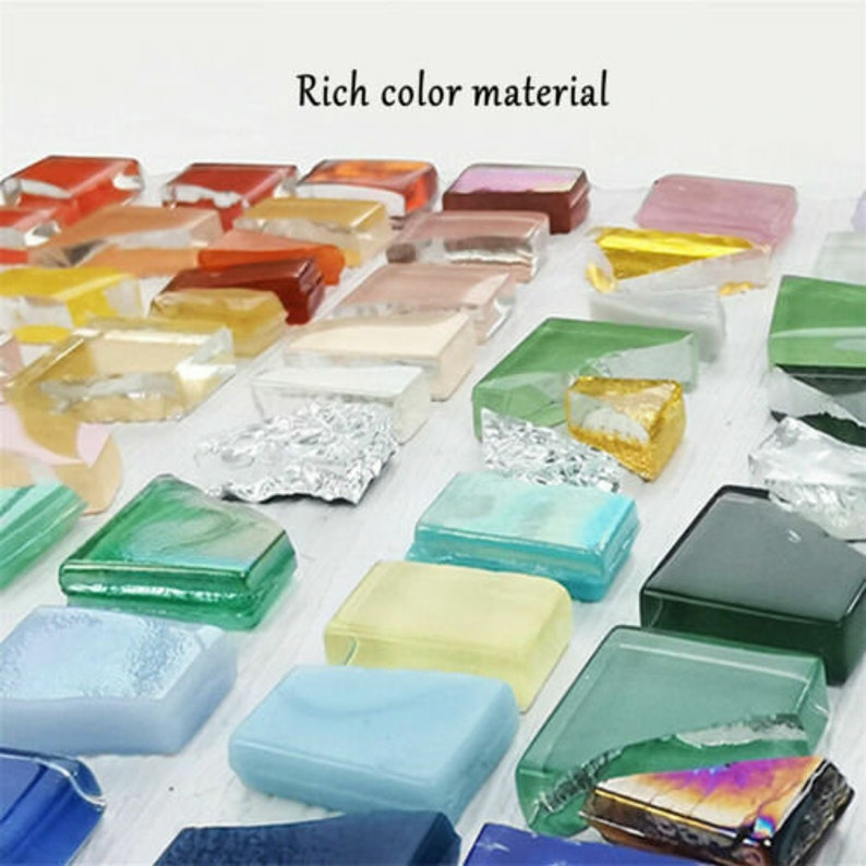 1000pcs Mixed Sizes Shapes Glass Mosaic Tiles Kitchen Bathroom DIY Art ...