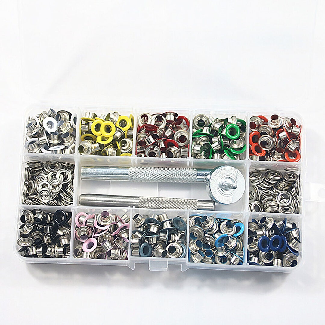 400pcs Metal Eyelets Button Grommets Kit W/ Fixing Tool for Clothing ...