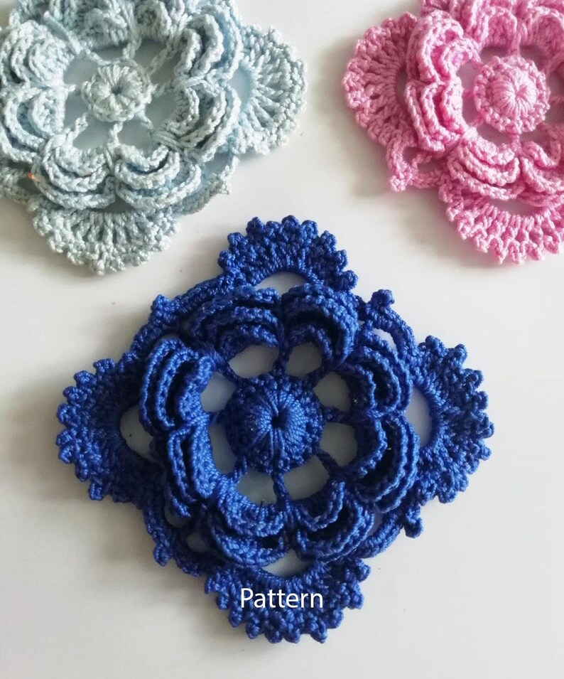 Crochet Flower Pattern PDF, Layered Flower, Flower Decoration, Crochet ...