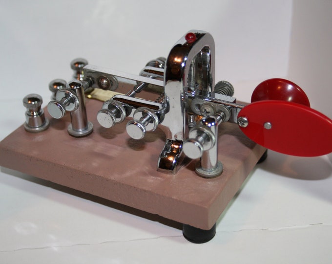 1960 Vibroplex Vibrokeyer Deluxe, Tan Base, SN 216924, Morse Code Key ...