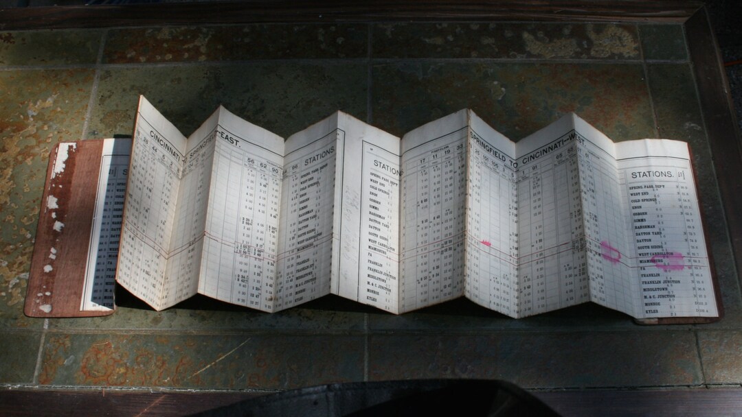 Cincinnati Railroad Timetable Schedule From 1904 Folded Accordion Style ...