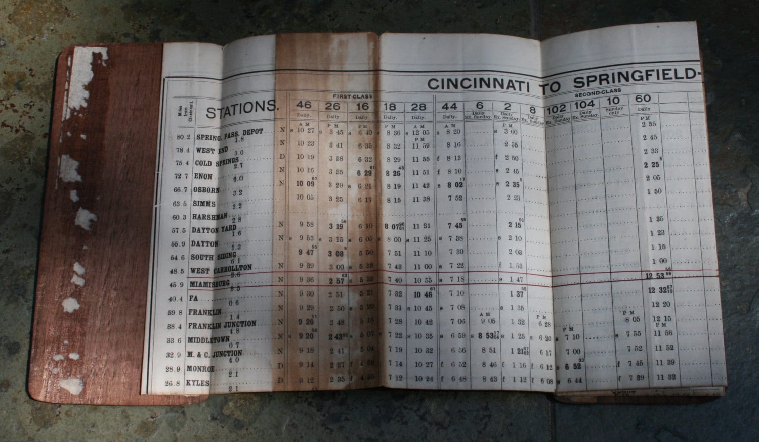 Cincinnati Railroad Timetable Schedule From 1904 Folded Accordion Style ...