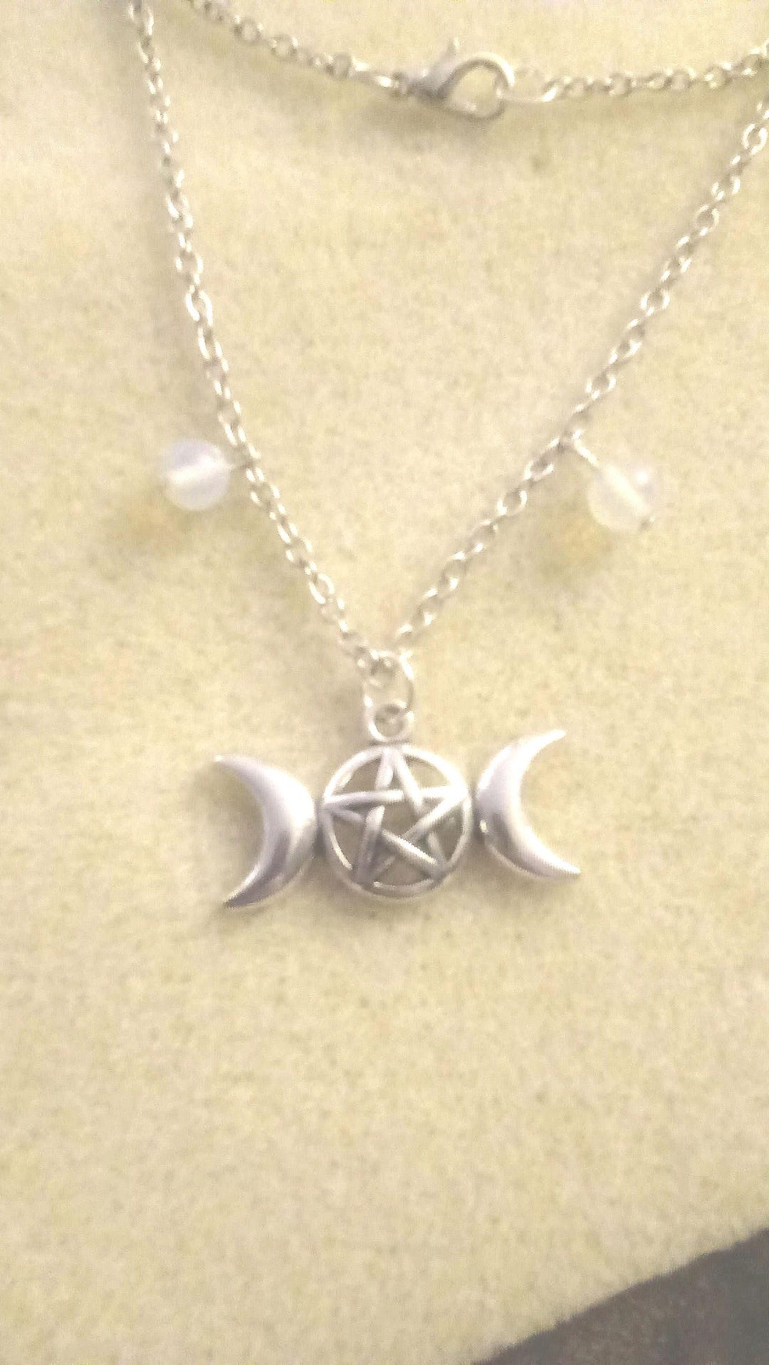 Triple Moon Pentacle Silver Necklace - Etsy