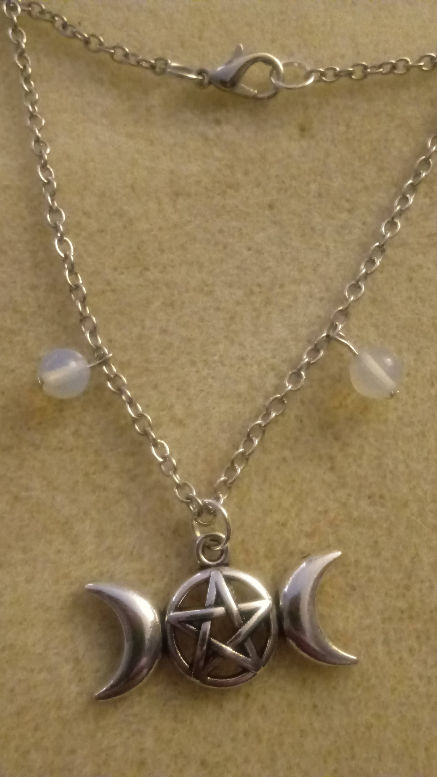 Triple Moon Pentacle Silver Necklace - Etsy