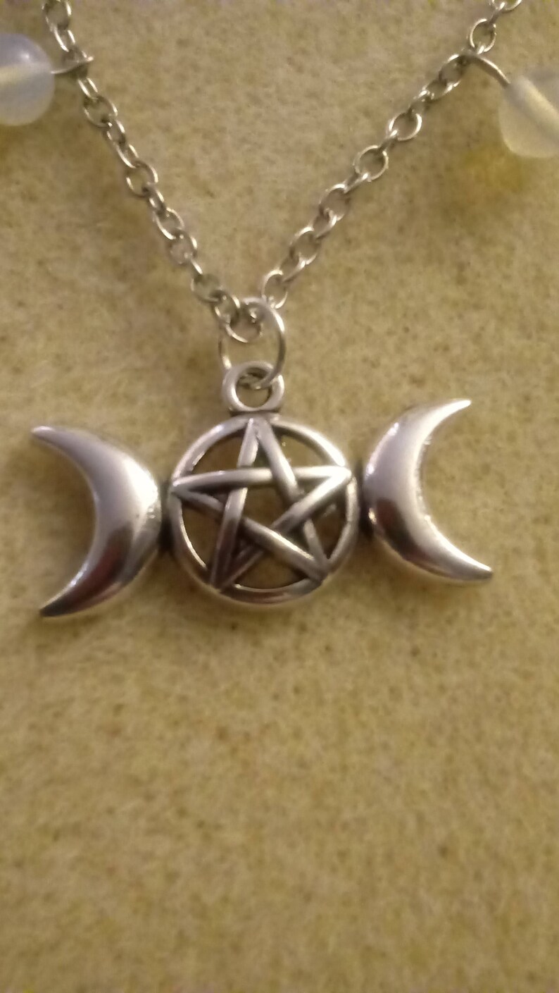 Triple Moon Pentacle Silver Necklace - Etsy