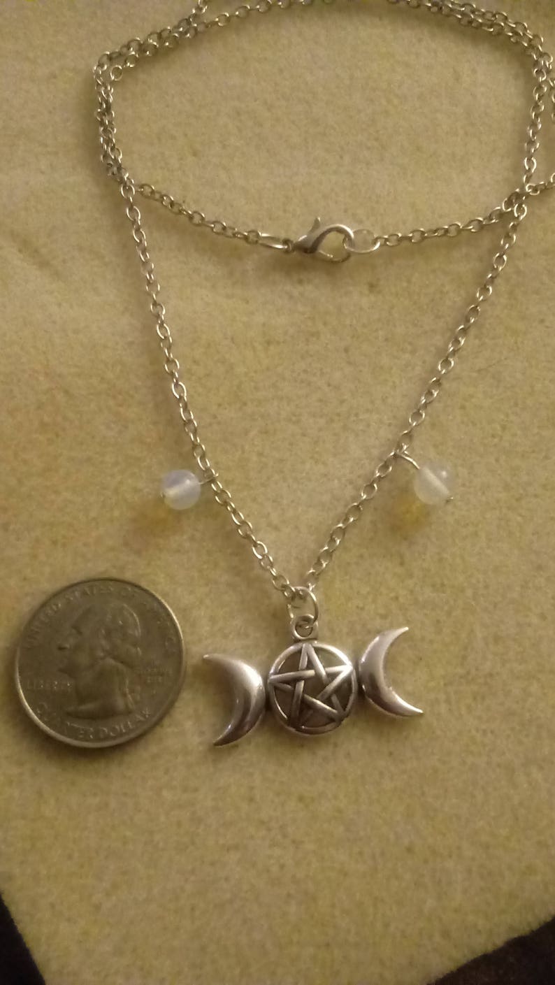 Triple Moon Pentacle Silver Necklace - Etsy