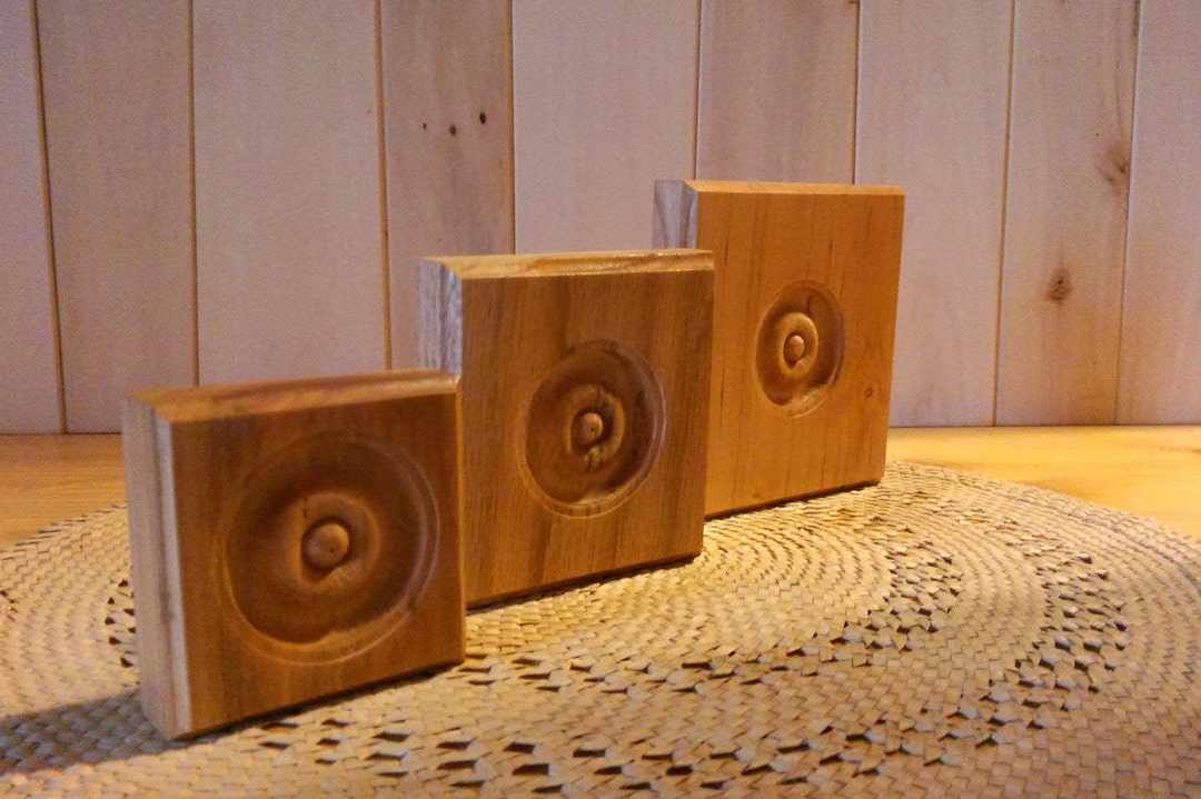 Rosettes, Wood Moulding, Window Trim, Door Trim, Handcrafted, 6 Pcs ...