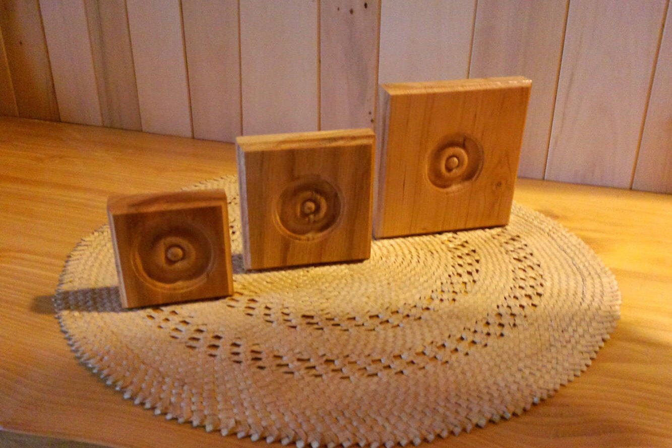 Rosettes, Wood Moulding, Window Trim, Door Trim, Handcrafted, 6 Pcs ...