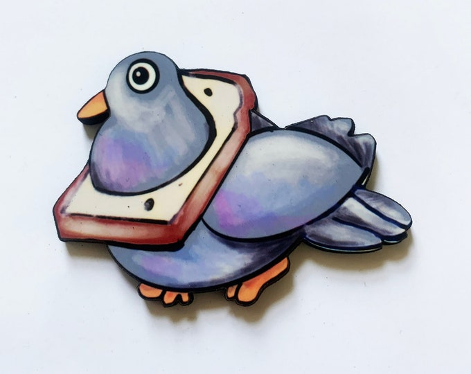 Party Pigeon Pin or Magnet Birthday Gift Pigeons Animal Funny Badge ...