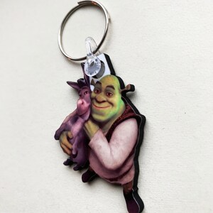 Shrek and Donkey Keyring, Pin Badge and (new) Large Magnet. Can Be ...