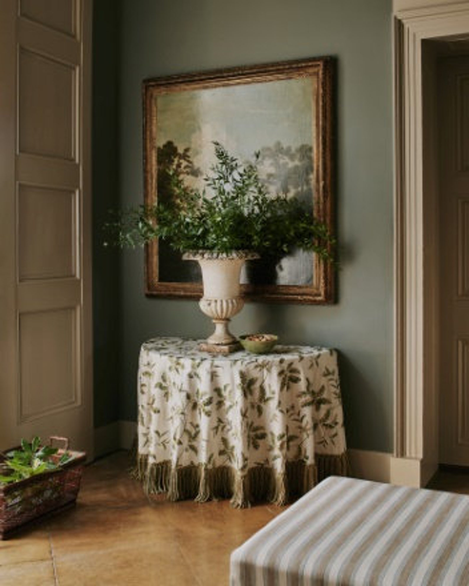 COLEFAX & FOWLER Embroidered Foliage Vines Cotton Linen Fabric 10 Yards ...