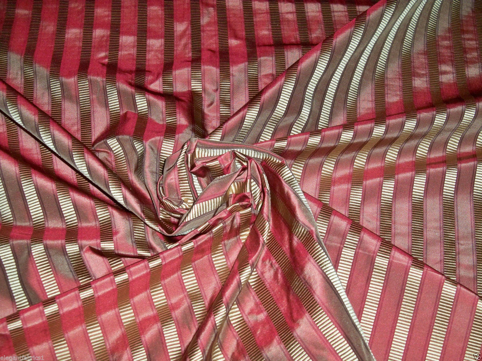 SCALAMANDRE SHIRRED STRIPE Silk Taffeta Fabric 10 Yards Brick Red Cream/gold - Etsy