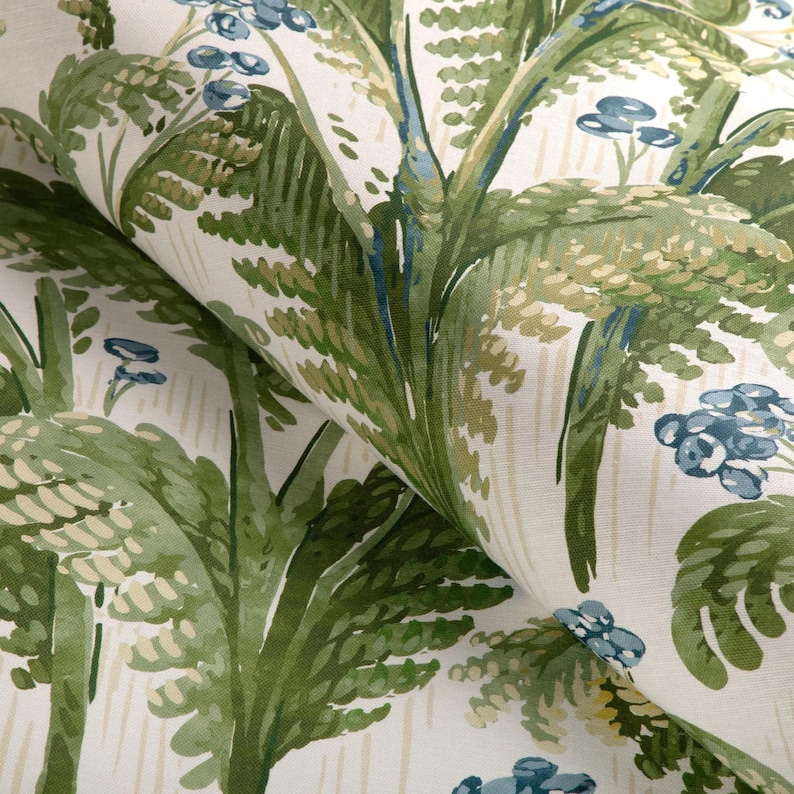 LEE JOFA Lush Fern Like Flowers Linen Fabric 10 Yards Multi Denim - Etsy