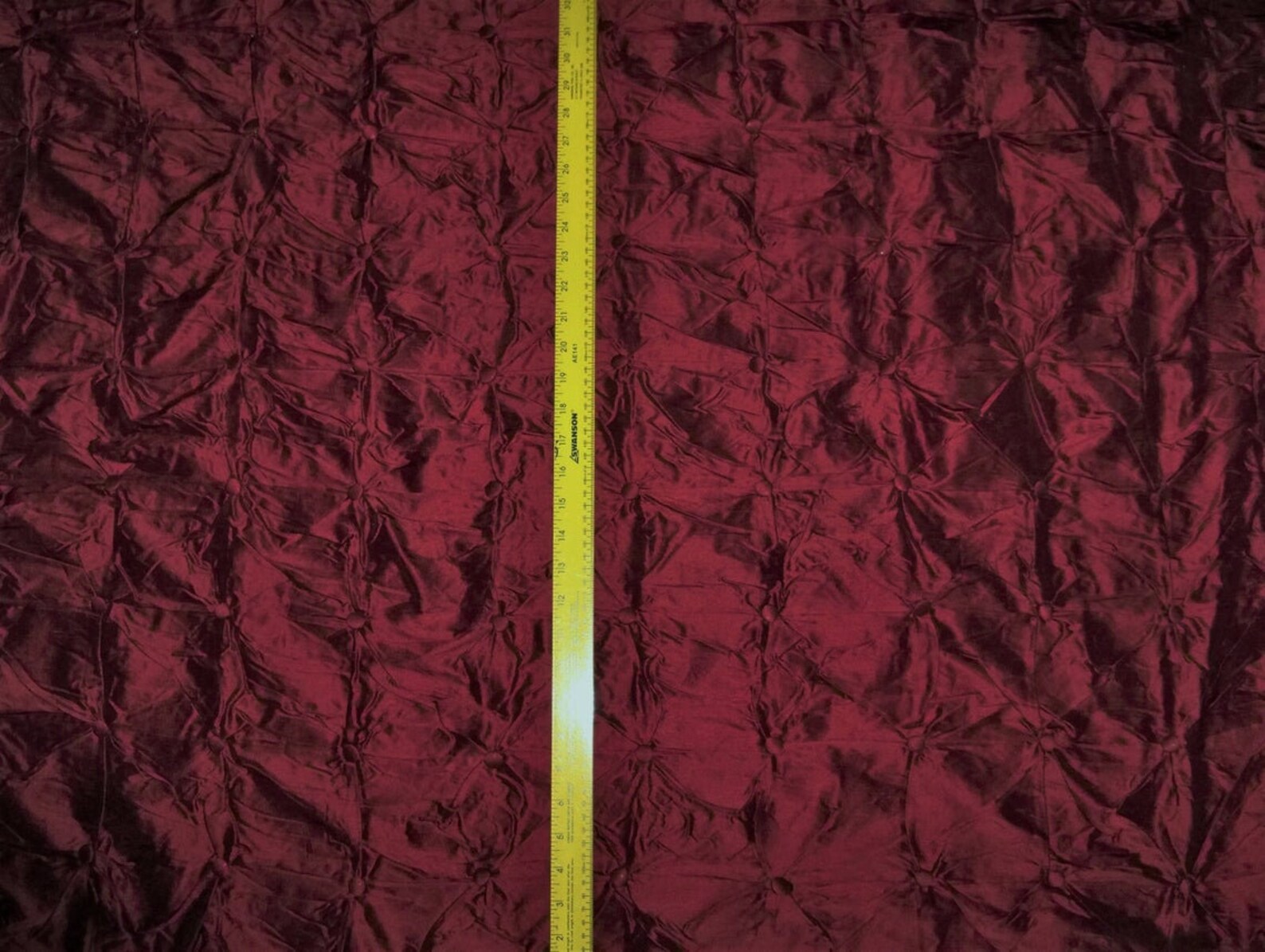 BEACON HILL BUTTON Tuck Silk Fabric 10.5 Yards Pomegranate Dark ...