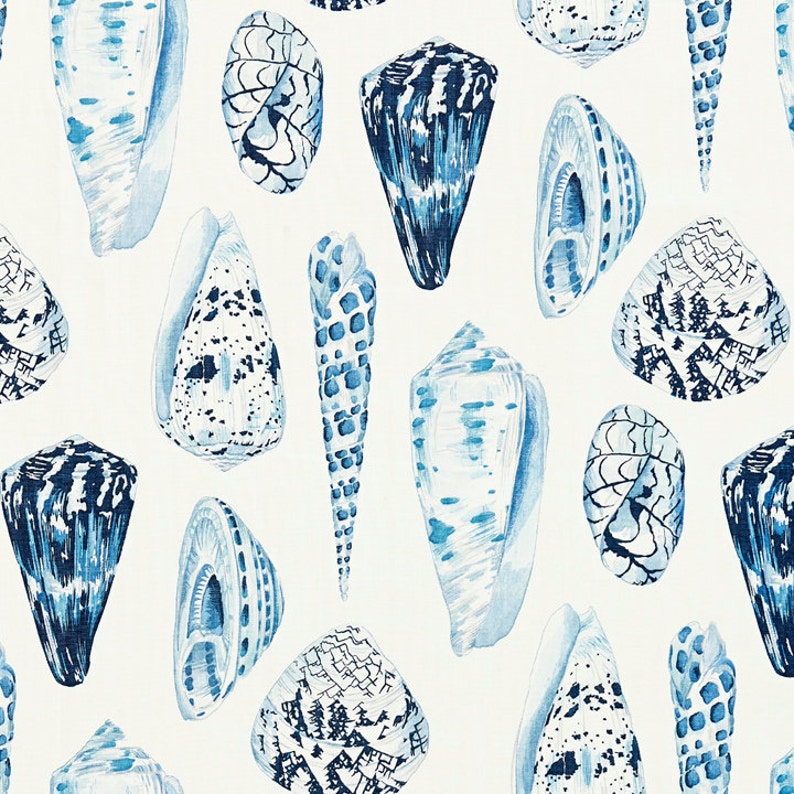 SCALAMANDRE Tropical South Seas Seashells Toile Linen Fabric 10 Yards ...