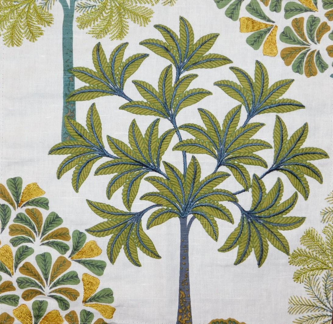 JANE CHURCHILL Embroidered Print Forest Tree Fabric 10 Yards Green - Etsy