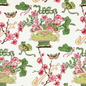SCALAMANDRE CHINOISERIE SHANGHAI Blossoms Baskets Butterflies Toile ...