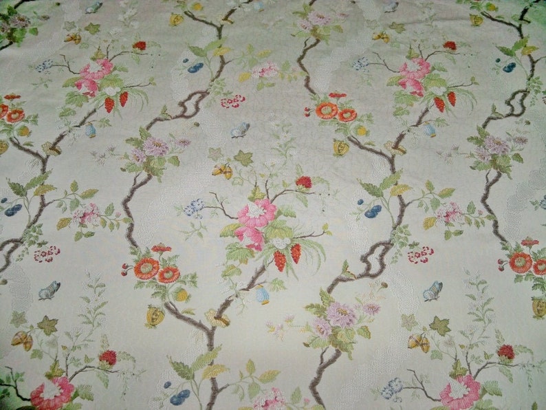 SCALAMANDRE APRILE SILK Lampas Damask Fabric 5 Yards Colony Collection ...