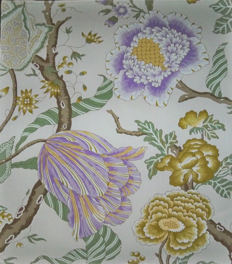 MANUEL CANOVAS BRAHMANE Jacobean Fabric 10 Yards Cream Lavender Gold ...