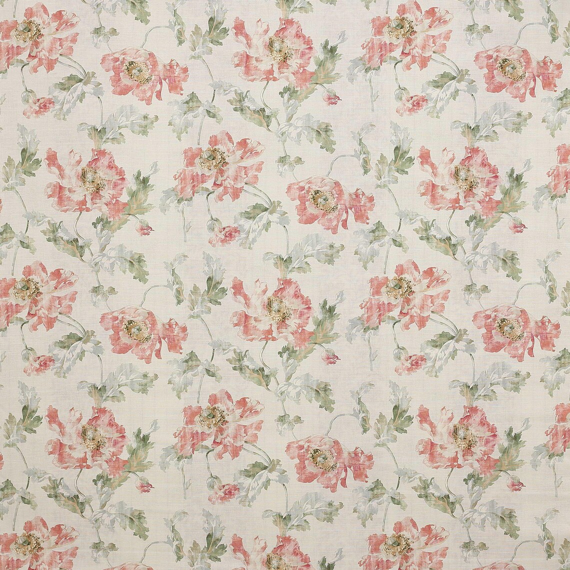 COLEFAX & FOLWER Scrolling Floral Linen Fabric 10 Yards Pink Green - Etsy