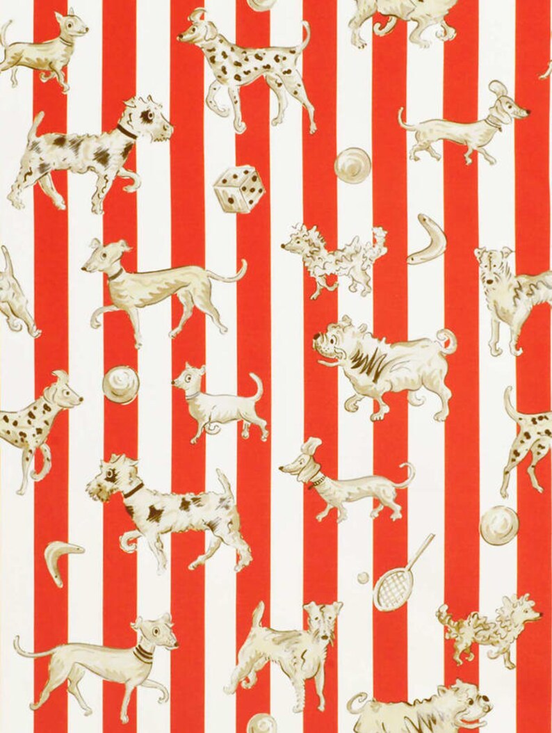 CLARENCE HOUSE DOGS Dice Stripes Toile Fabric 10 Yards Cherry - Etsy