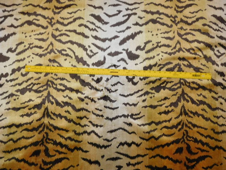 SCALAMANDRE LE TIGRE Tiger Silk Velvet Fabric 2 Yards Ivory Gold Black ...