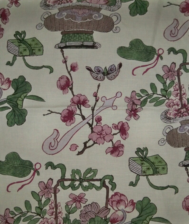 SCALAMANDRE CHINOISERIE SHANGHAI Blossoms Baskets Butterflies Toile ...