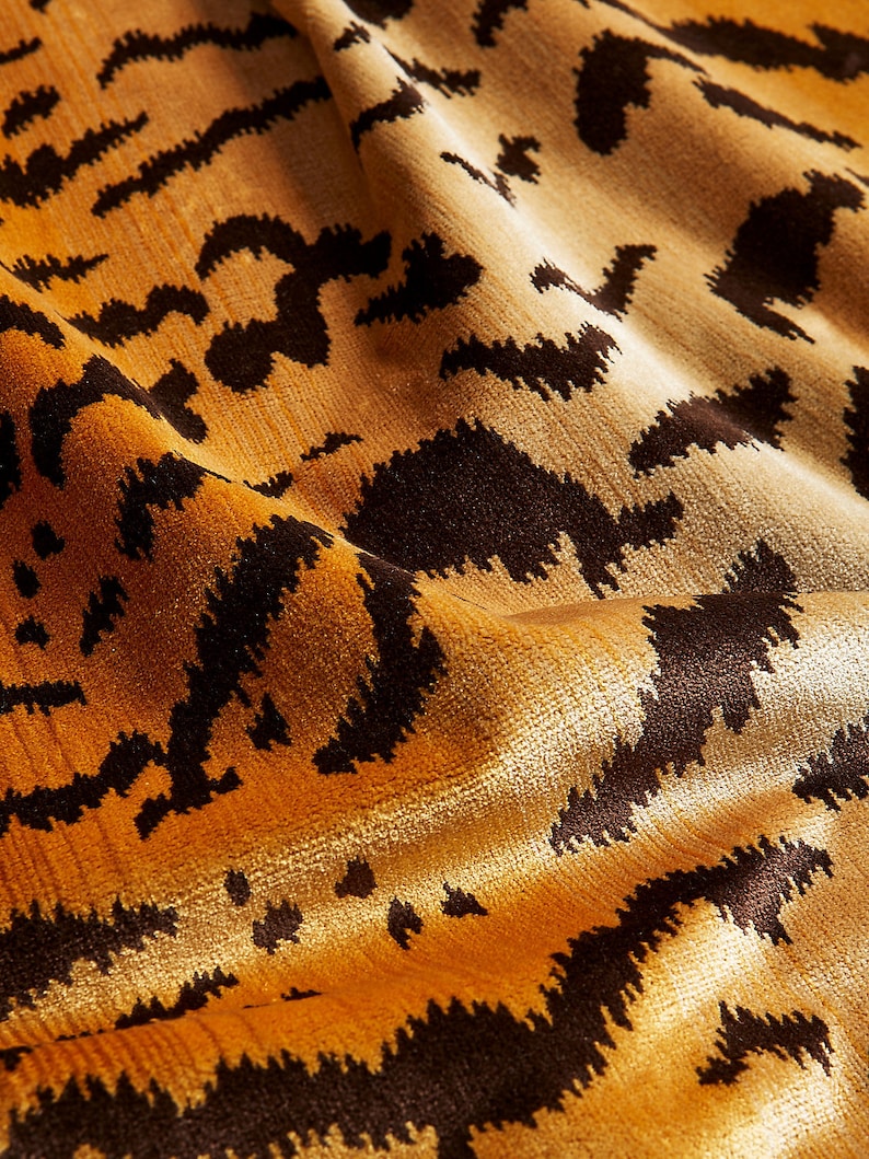 SCALAMANDRE LE TIGRE Tiger Silk Velvet Fabric 2 Yards Ivory Gold Black ...