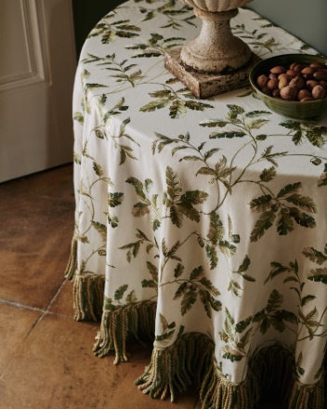 COLEFAX & FOWLER Embroidered Foliage Vines Cotton Linen Fabric 10 Yards ...