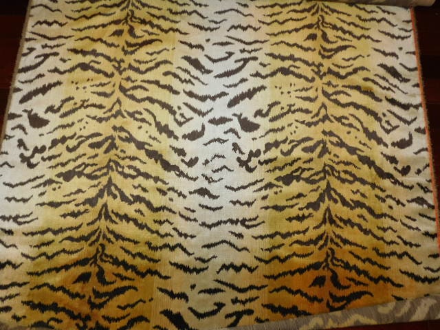 SCALAMANDRE LE TIGRE Tiger Silk Velvet Fabric 2 Yards Ivory Gold Black ...