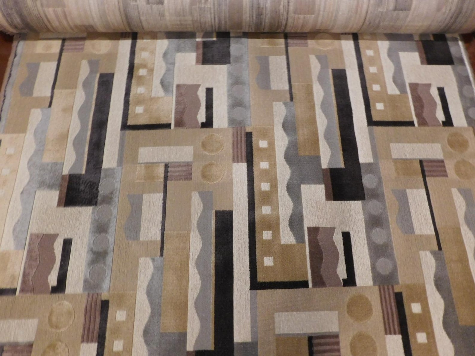 CLARENCE HOUSE ART Deco Gros Point Velvet Fabric 3 Yards Neutral Multi ...