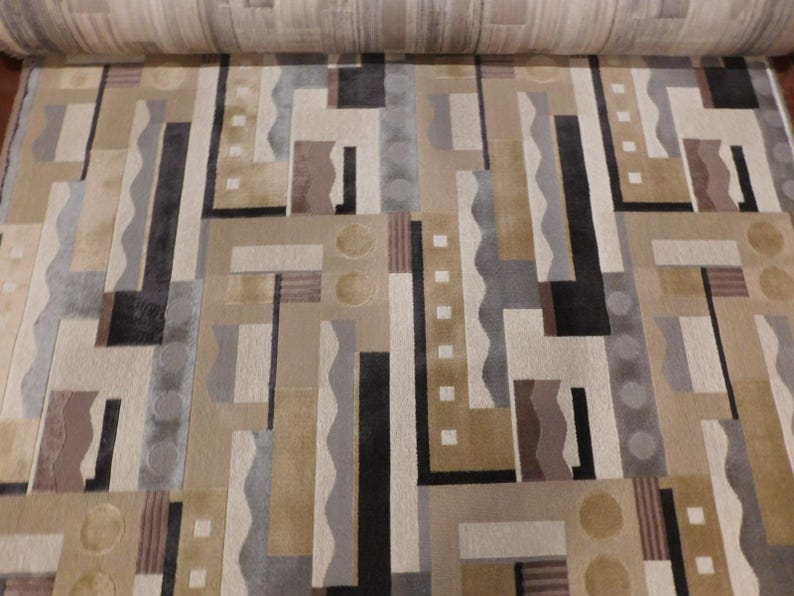CLARENCE HOUSE ART Deco Gros Point Velvet Fabric 3 Yards Neutral Multi ...