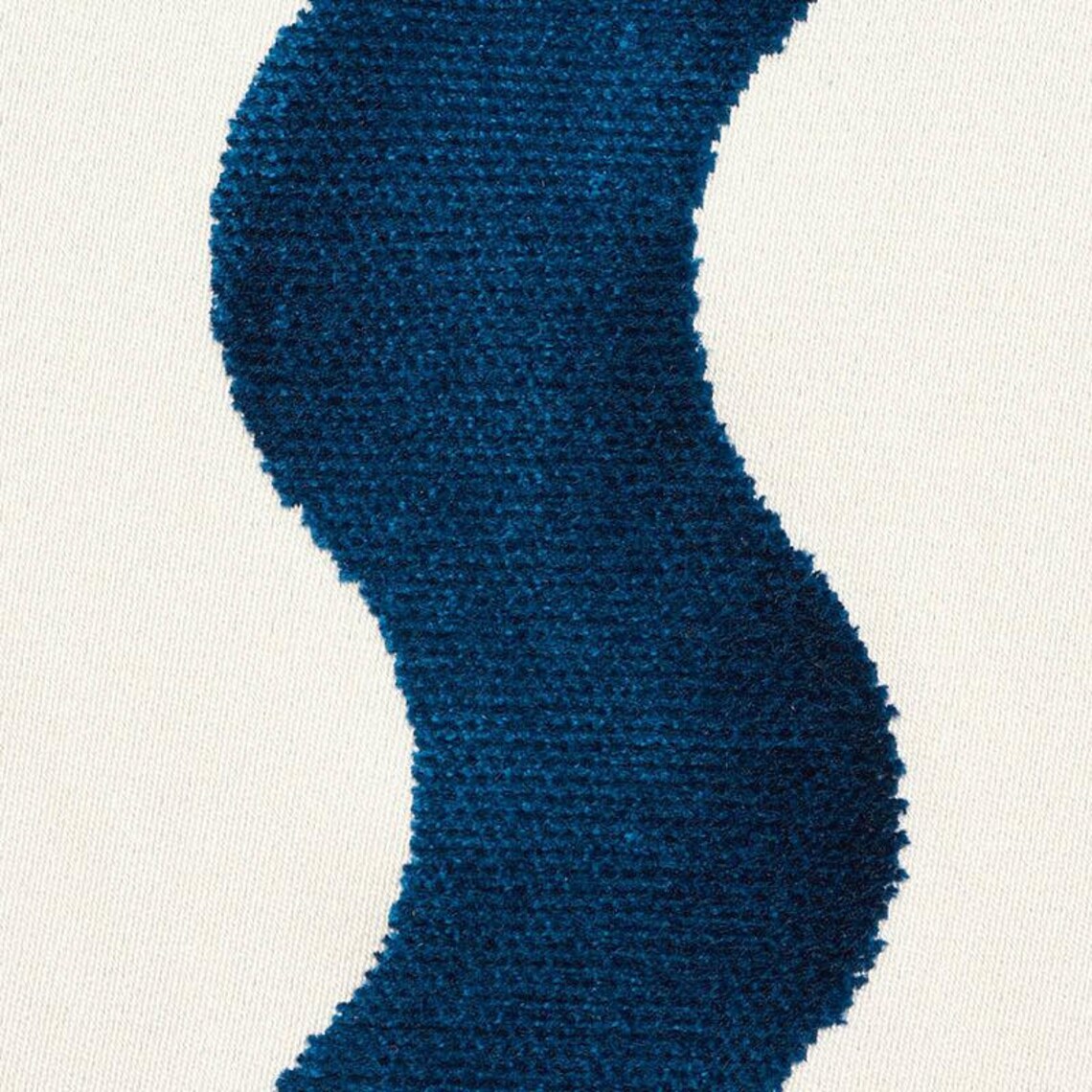 SCHUMACHER MODERN RETRO the Wave Cut Velvet Cotton Fabric 3 Yards Navy ...