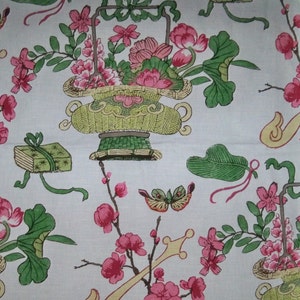 SCALAMANDRE CHINOISERIE SHANGHAI Blossoms Baskets Butterflies Toile ...
