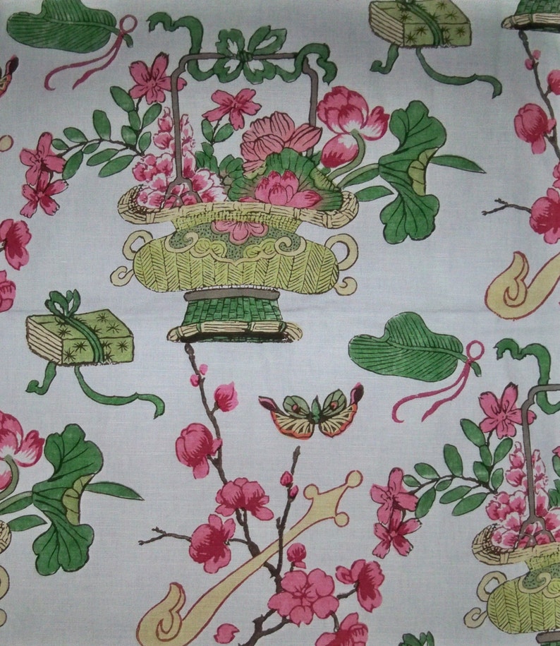 SCALAMANDRE CHINOISERIE SHANGHAI Blossoms Baskets Butterflies Toile ...
