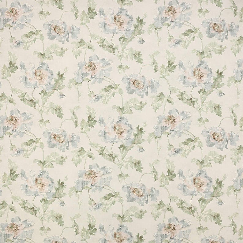 COLEFAX & FOLWER Scrolling Floral Linen Fabric 10 Yards Blue Green - Etsy